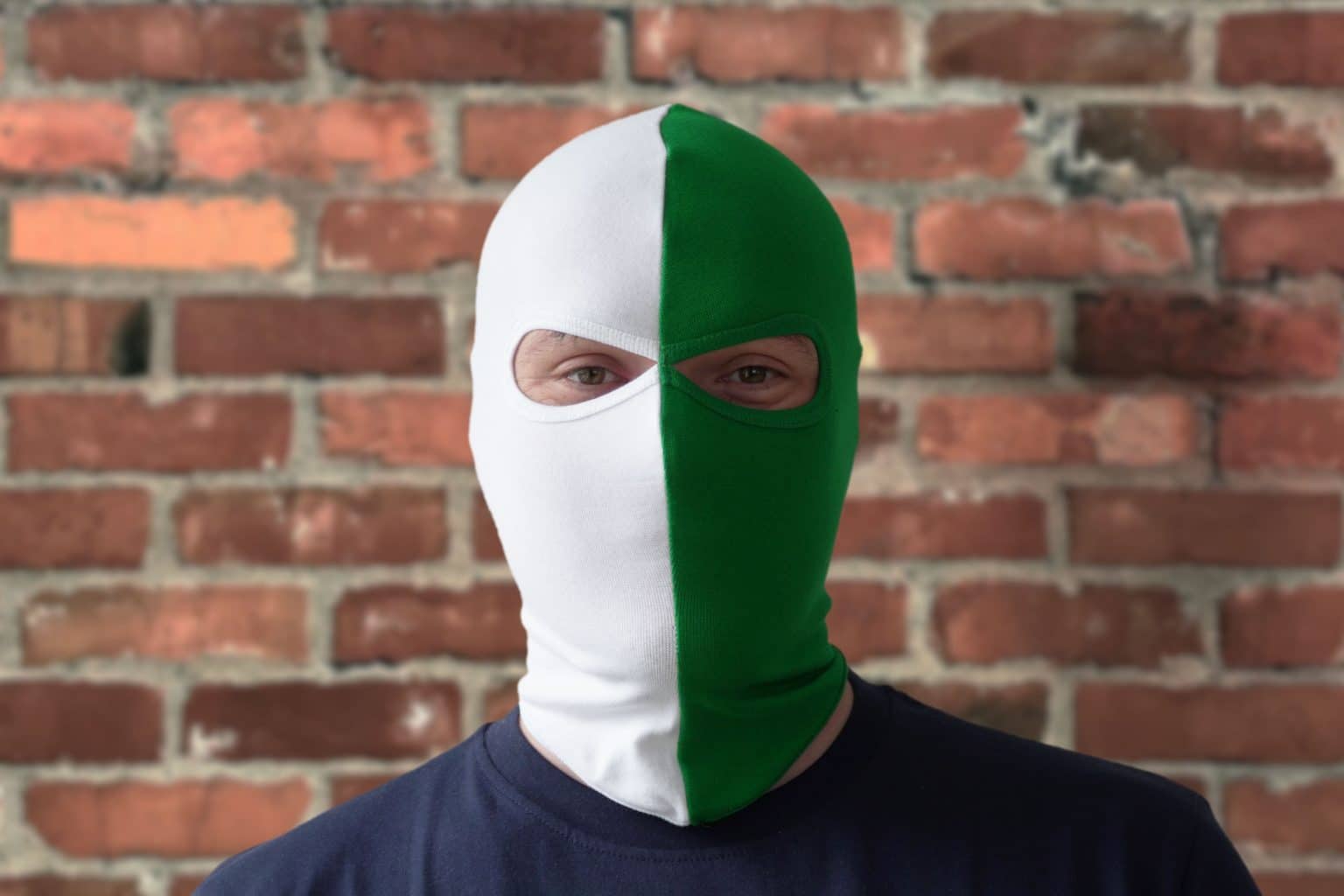 Balaclava 50/50 White/Green - PGwear Ultras Sportswear