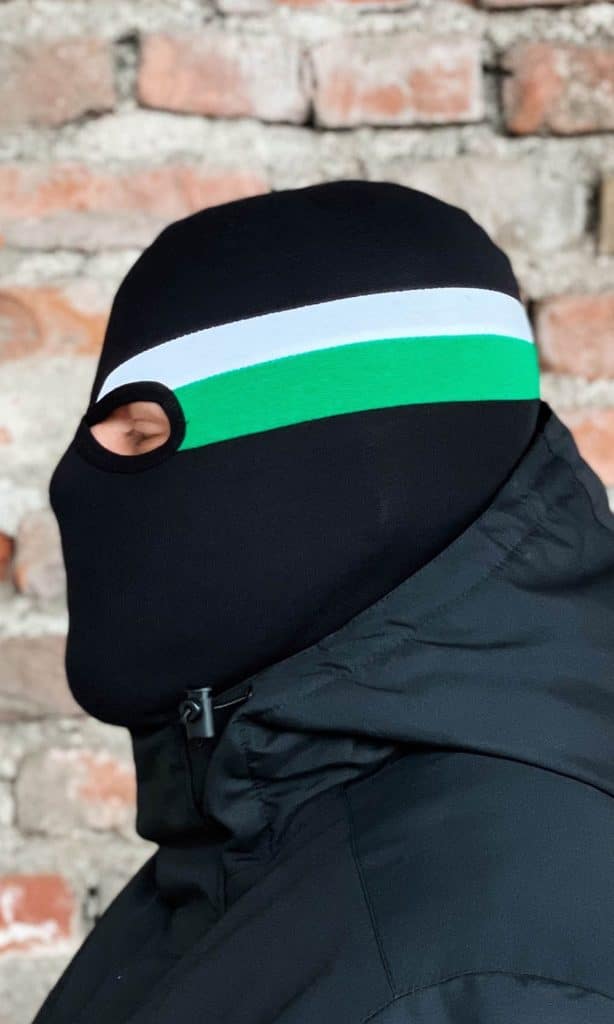 Balaclava Stripe White/Green - PGwear Ultras Sportswear