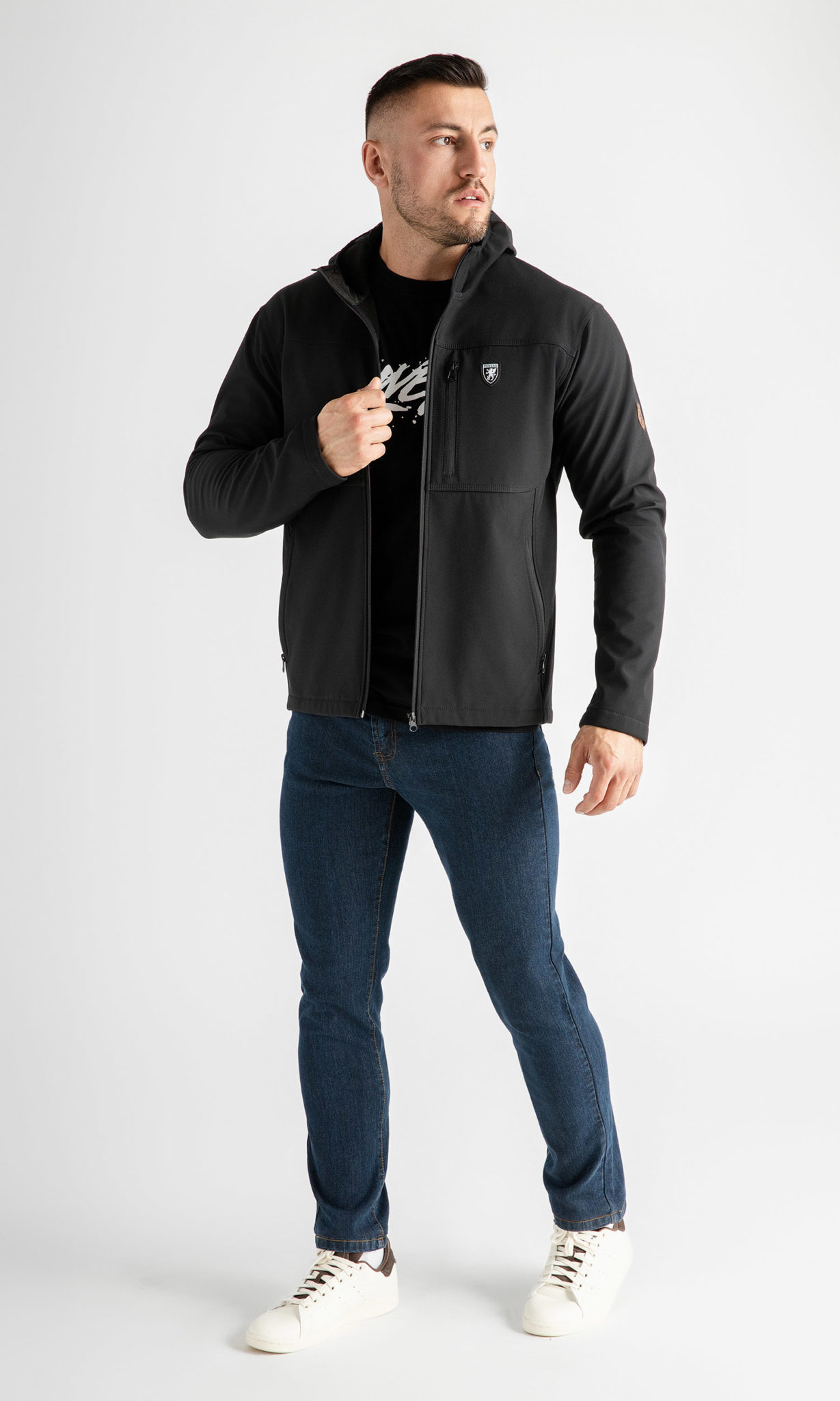 Full Face Softshell Jacket "Resistance" Black - PGwear Ultras Sportswear